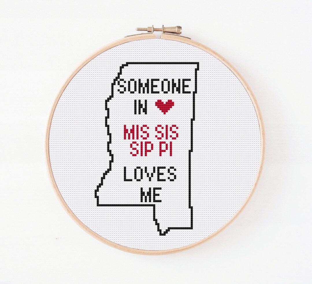 Mississippi State Map Cross Stitch Pattern, Someone in Mississippi ...