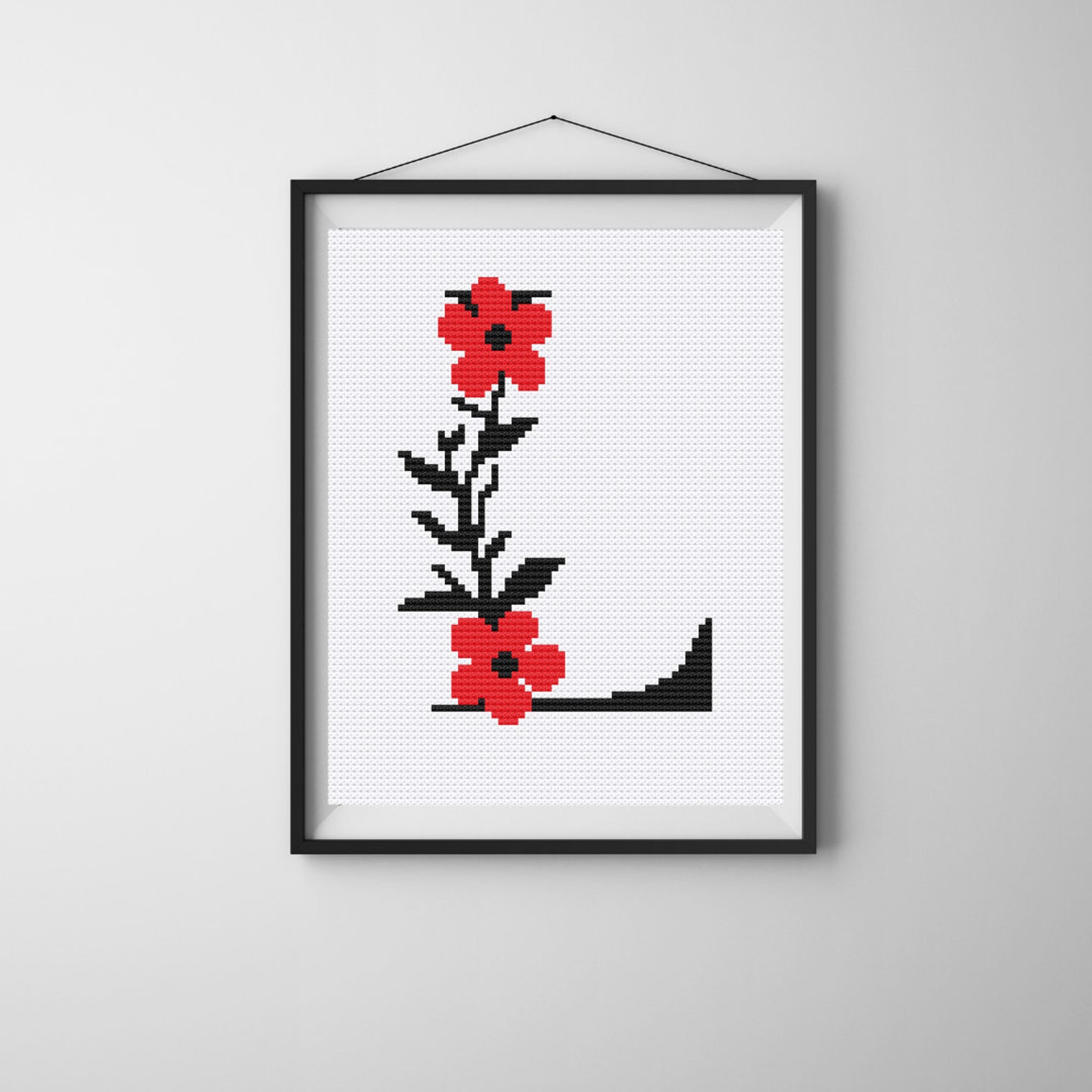 Floral Letter L Cross Stitch Pattern, Monogram L Cross Stitch, Initial ...