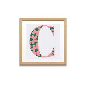 Letter C, Cross Stitch Alphabet Pattern, Floral Monogram, Counted Cross ...