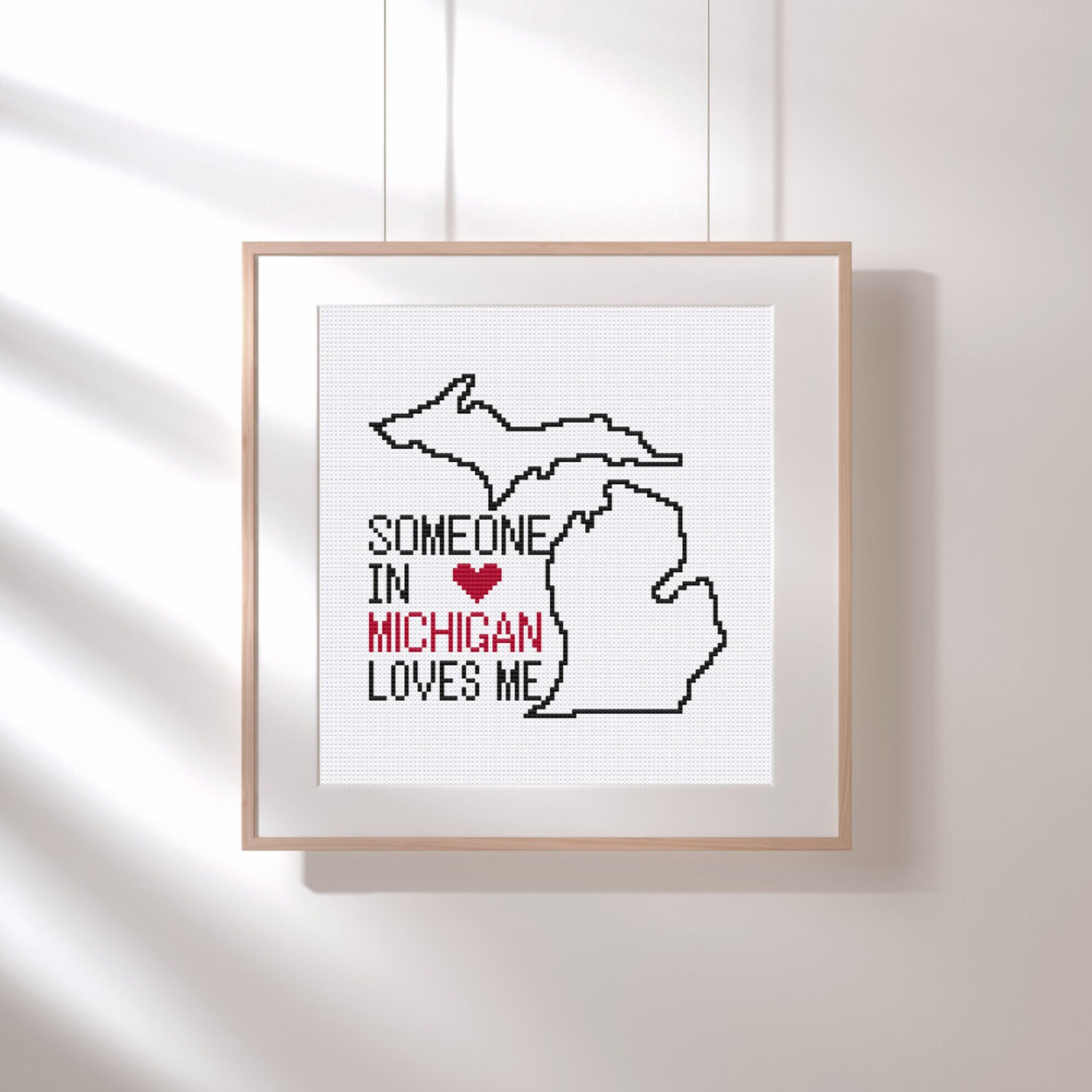 Michigan State Map Cross Stitch Pattern, Someone in Michigan Loves Me ...