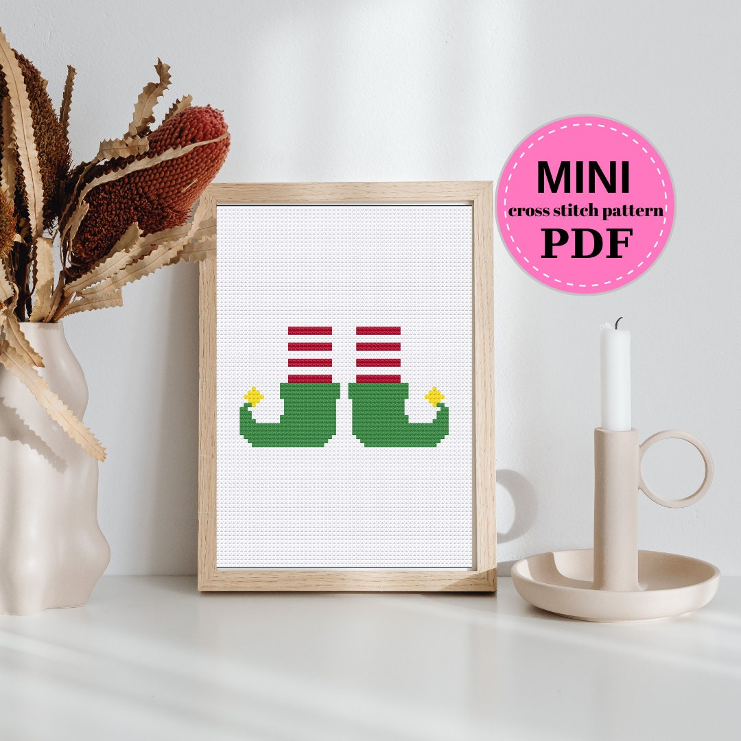 Mini Elf Shoes Cross Stitch Pattern, Counted Cross Stitch Pattern ...