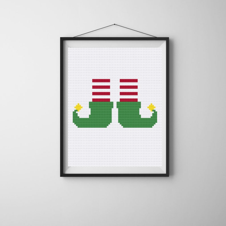 Mini Elf Shoes Cross Stitch Pattern, Counted Cross Stitch Pattern ...