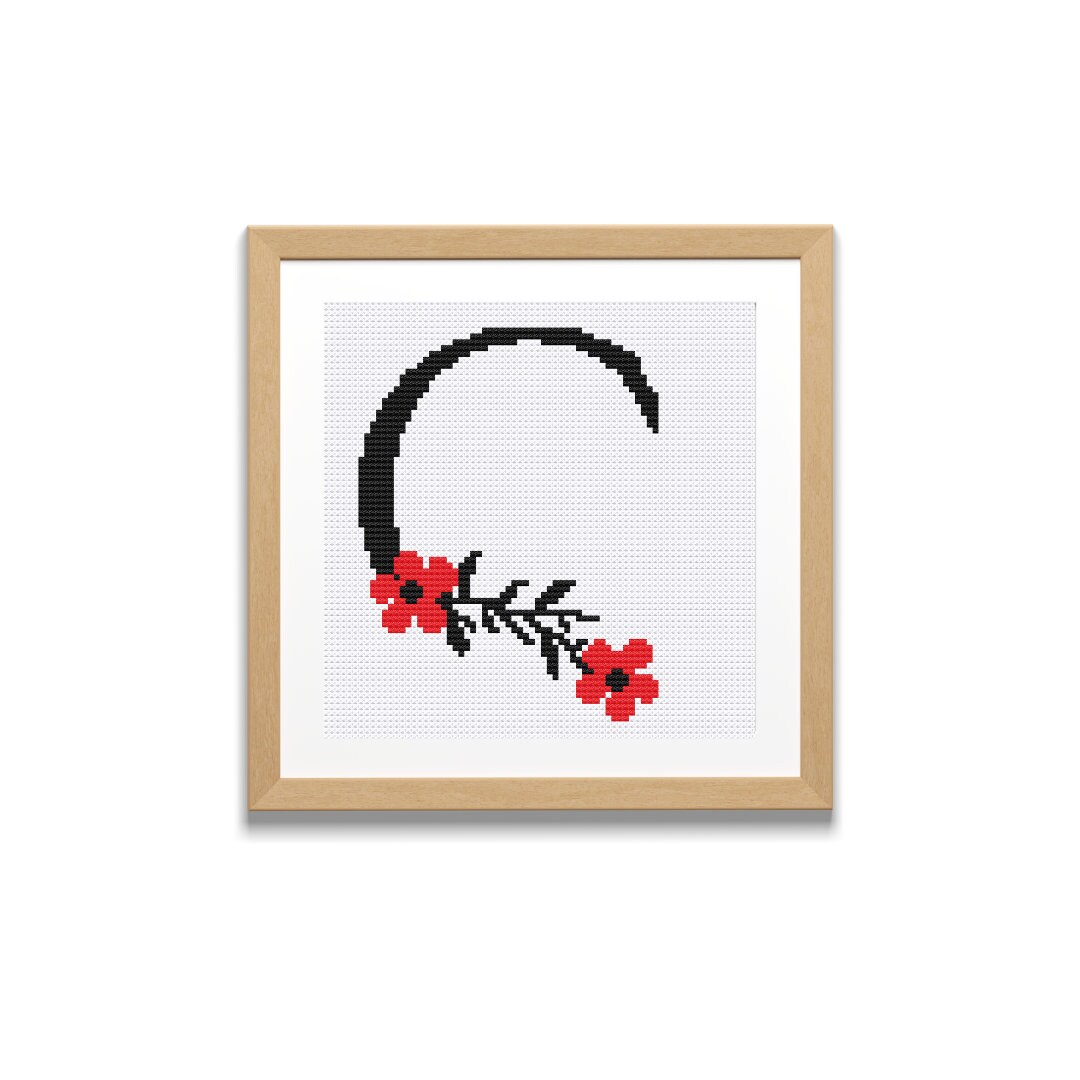 Floral Letter C Cross Stitch Pattern, Monogram C Cross Stitch, Initial ...