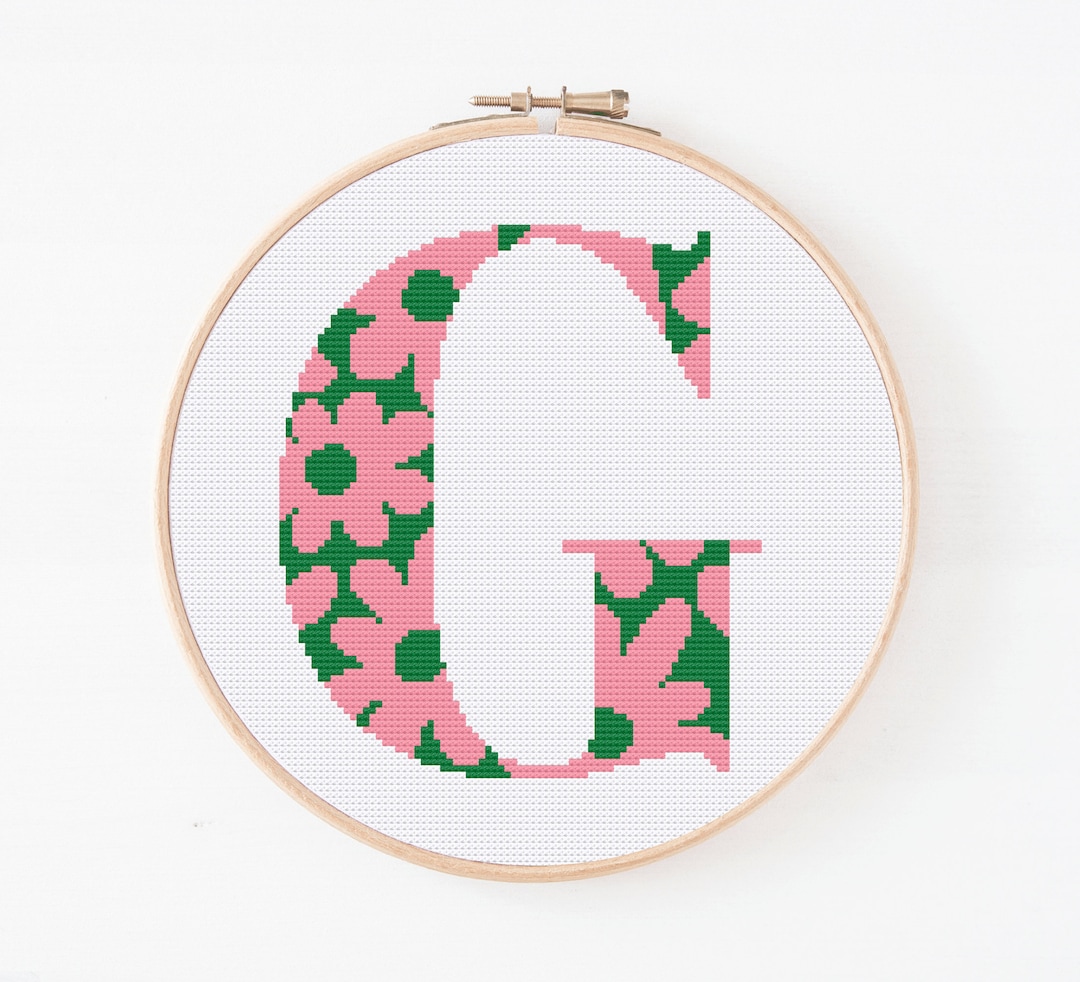Letter G, Cross Stitch Alphabet Pattern, Floral Monogram, Counted Cross ...