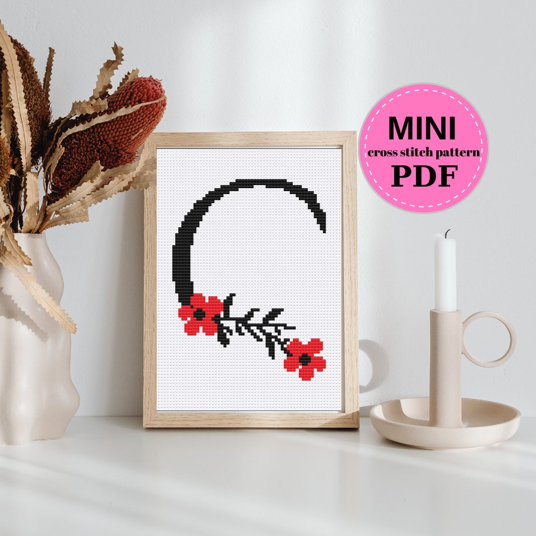 Floral Letter C Cross Stitch Pattern, Monogram C Cross Stitch, Initial ...