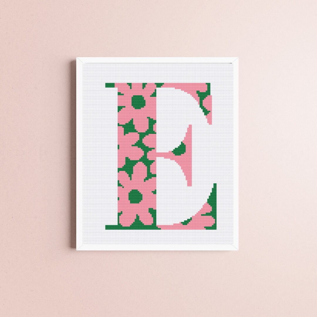 Letter E, Cross Stitch Alphabet Pattern, Floral Monogram, Counted Cross ...