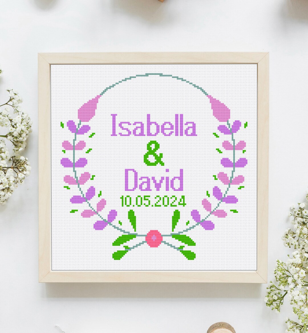 Wedding Modern Cross Stitch Pattern, Personalized Counted Cross Stitch ...