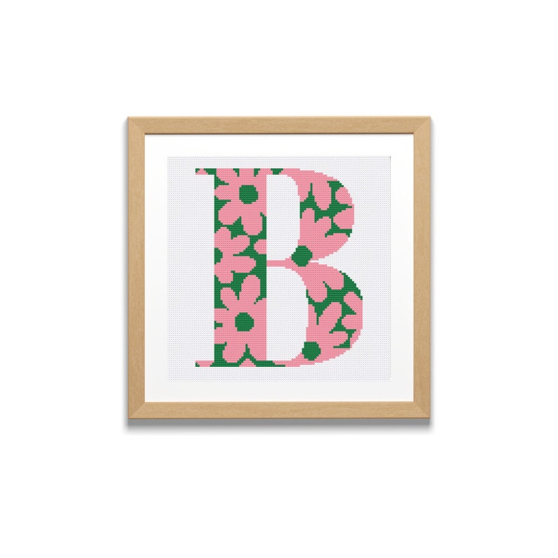 Letter B, Cross Stitch Alphabet Pattern, Floral Monogram, Counted Cross ...