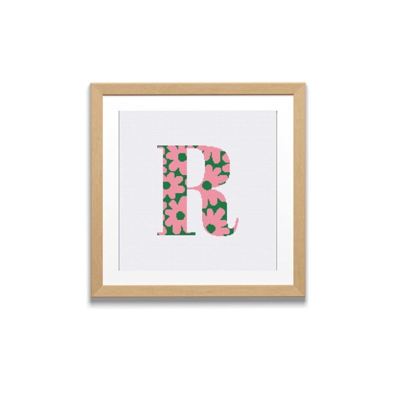 Letter R, Cross Stitch Alphabet Pattern, Floral Monogram, Counted Cross ...
