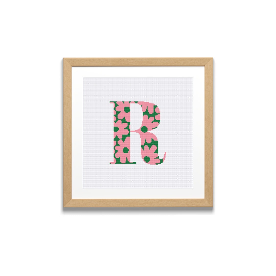 Letter R, Cross Stitch Alphabet Pattern, Floral Monogram, Counted Cross ...