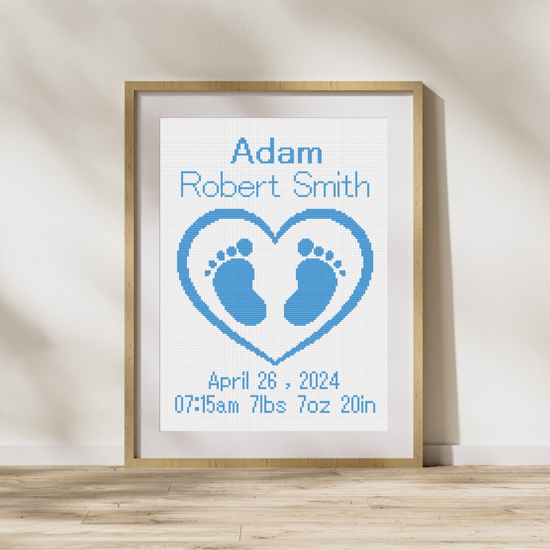 Boy Baby Birth Cross Stitch, Baby Announcement Cross Stitch, Baby ...