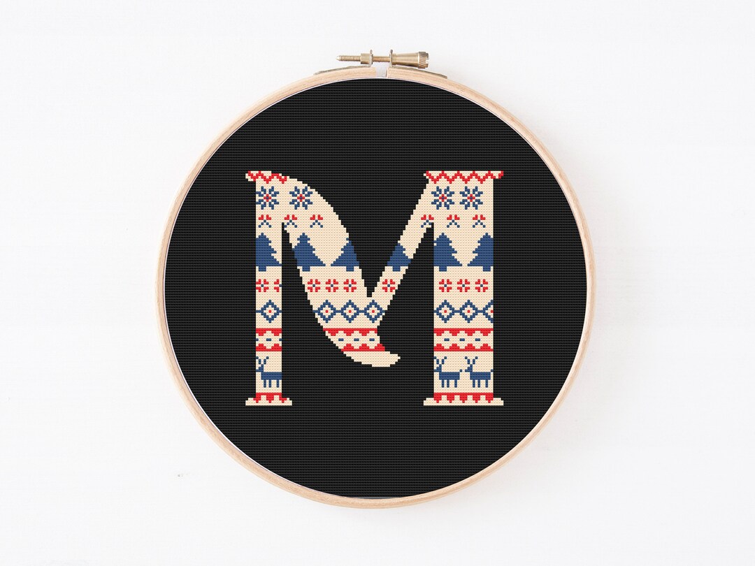 Letter M Christmas Cross Stitch Pattern, Custom Alphabet Letter ...