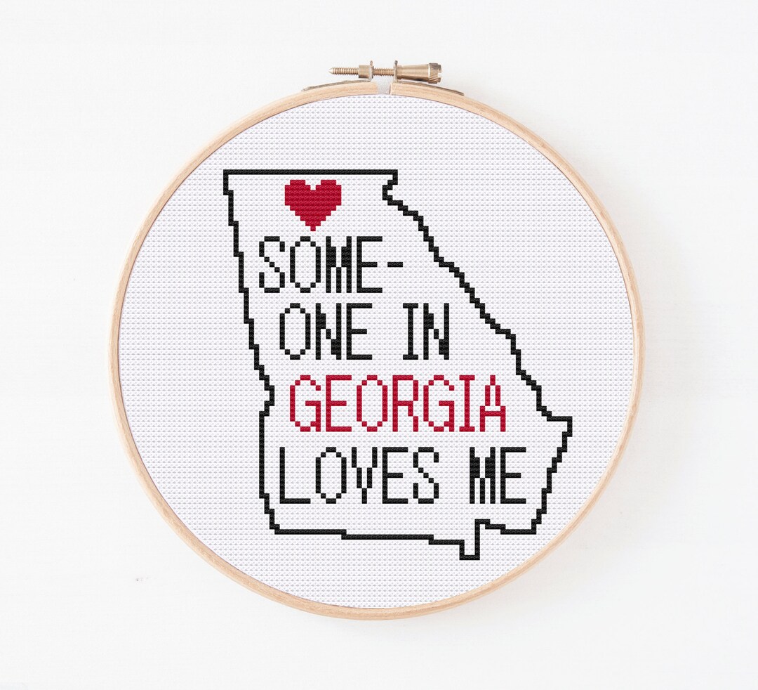 Georgia State Map Cross Stitch Pattern, Someone in Georgia Loves Me ...
