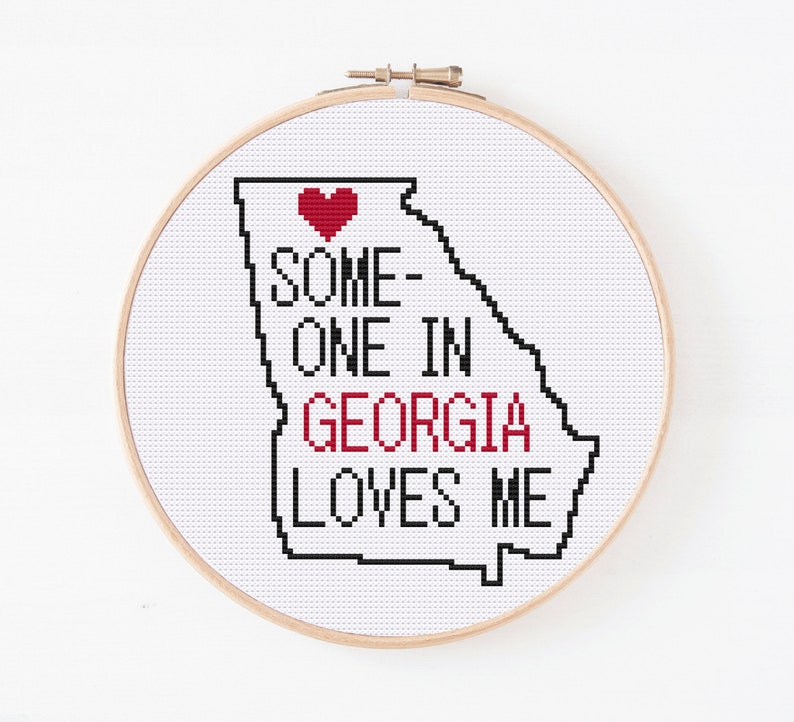 Georgia State Map Cross Stitch Pattern, Someone in Georgia Loves Me ...