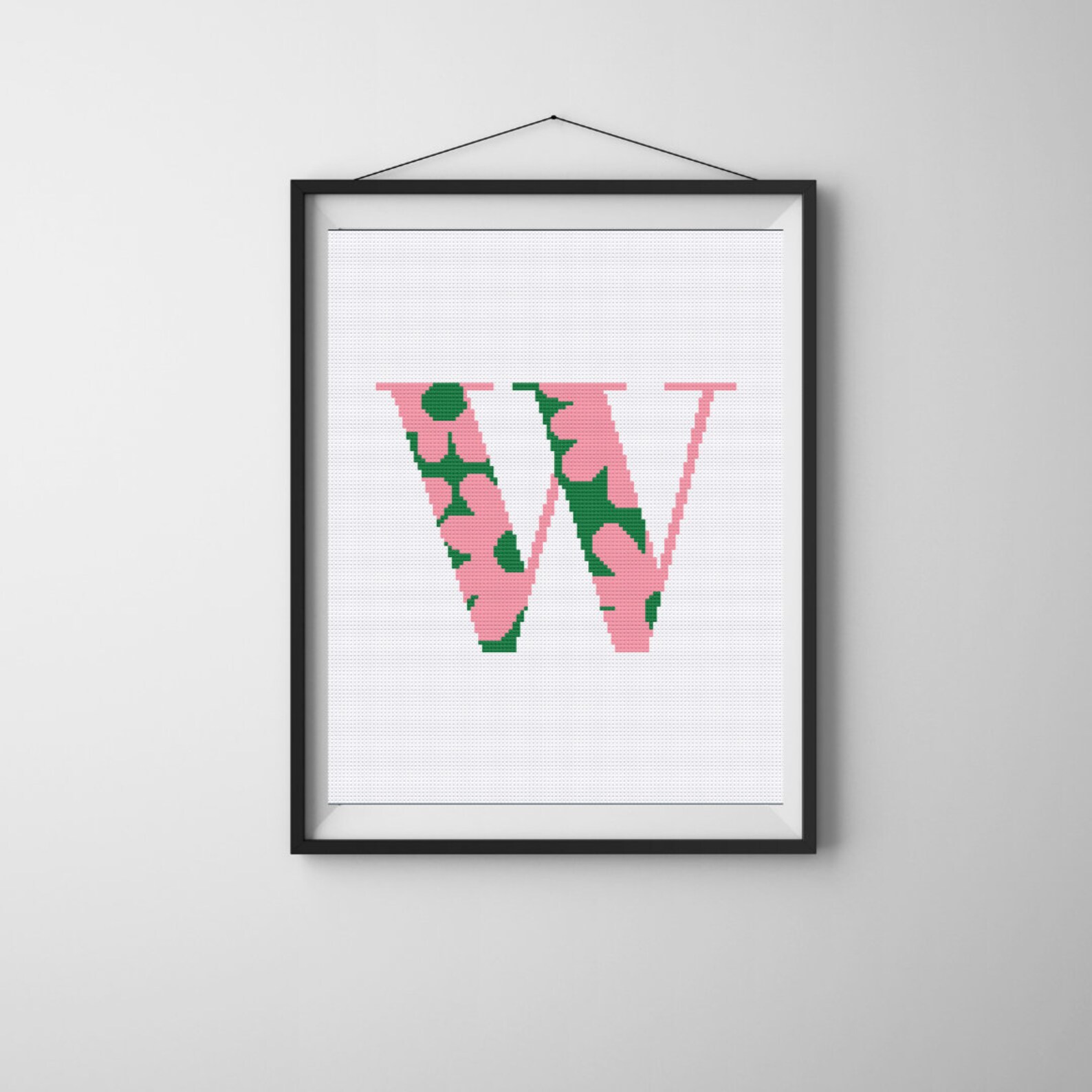 Letter W, Cross Stitch Alphabet Pattern, Floral Monogram, Counted Cross ...