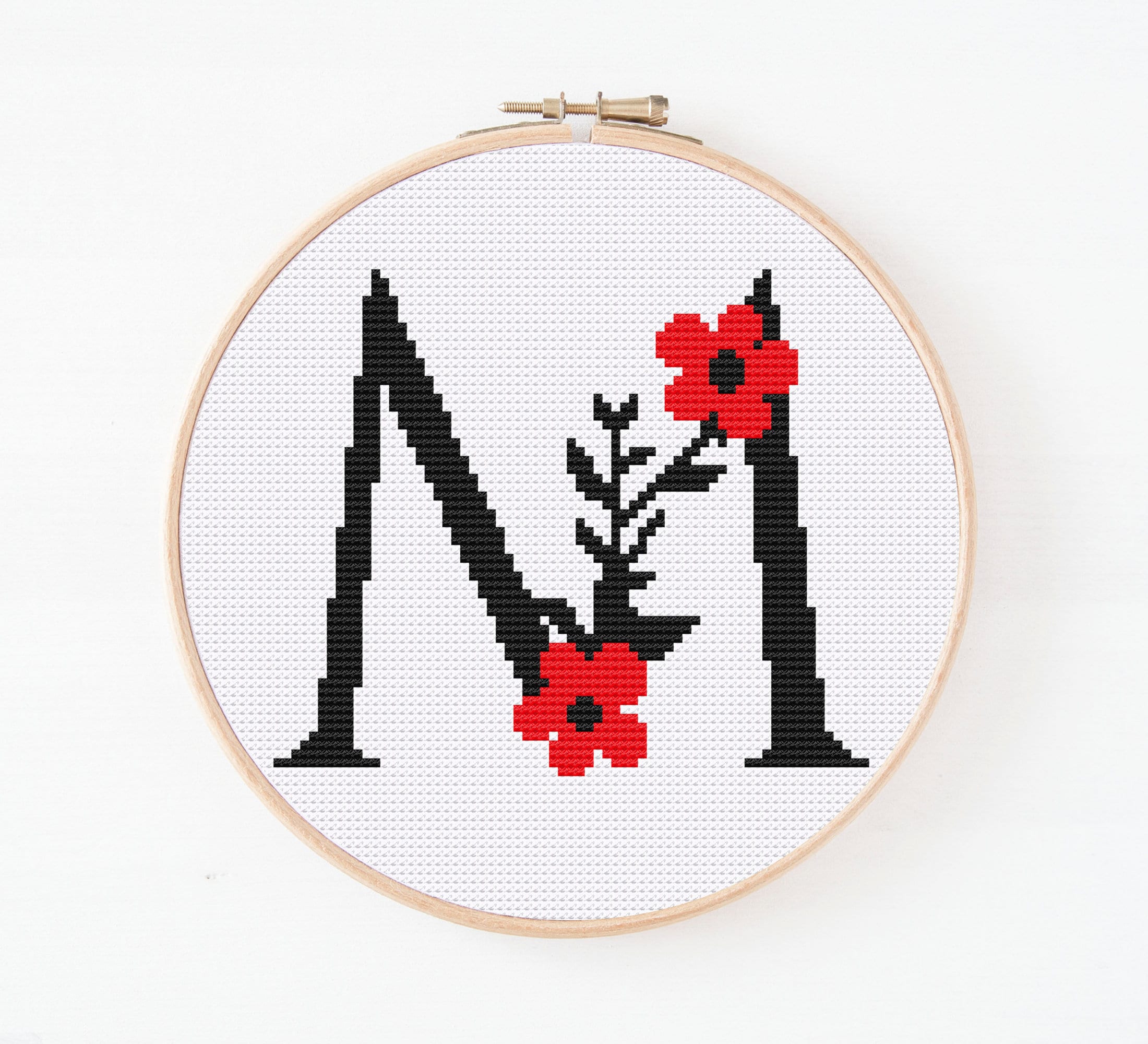 Floral Letter M Cross Stitch Pattern, Monogram M Cross Stitch, Initial ...