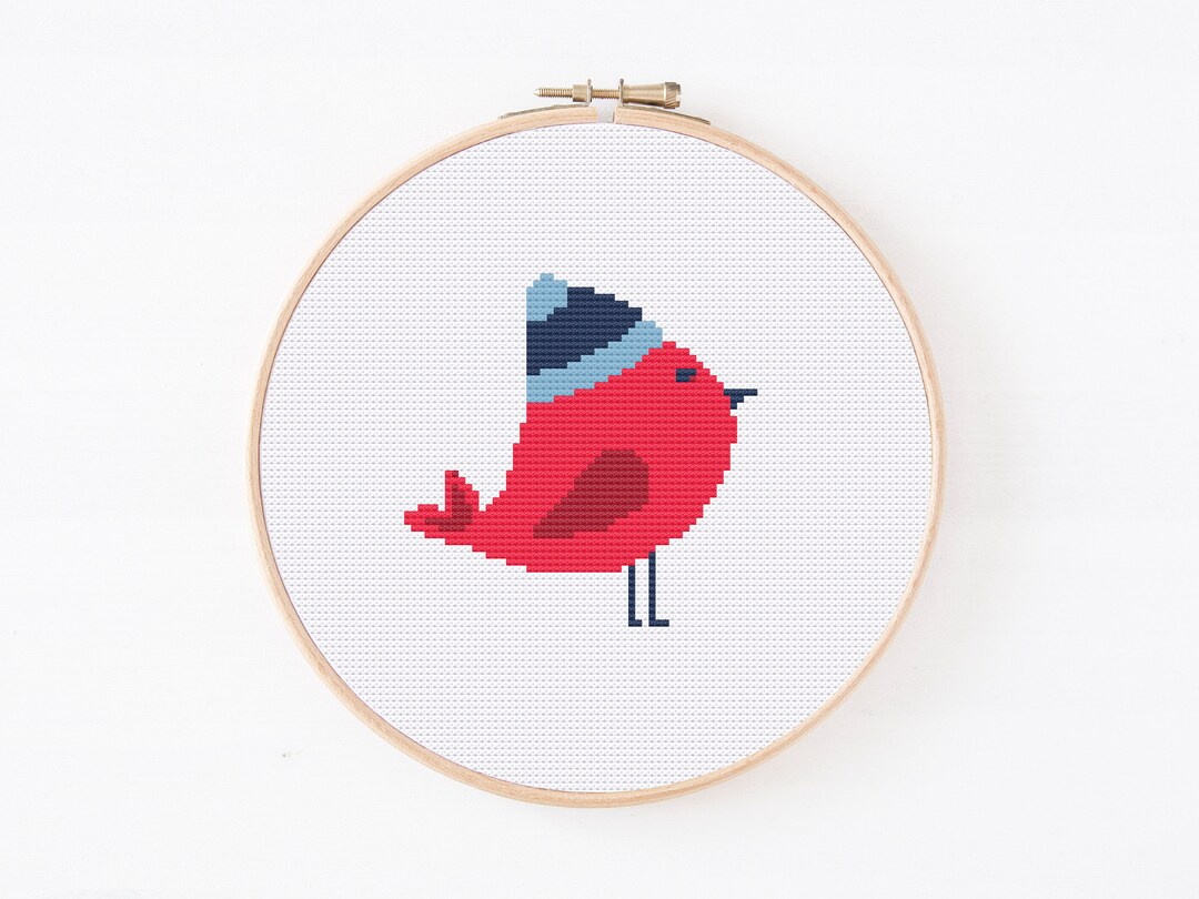 Cute Christmas Bird Cross Stitch Pattern, Mini Bird Cross Stitch ...