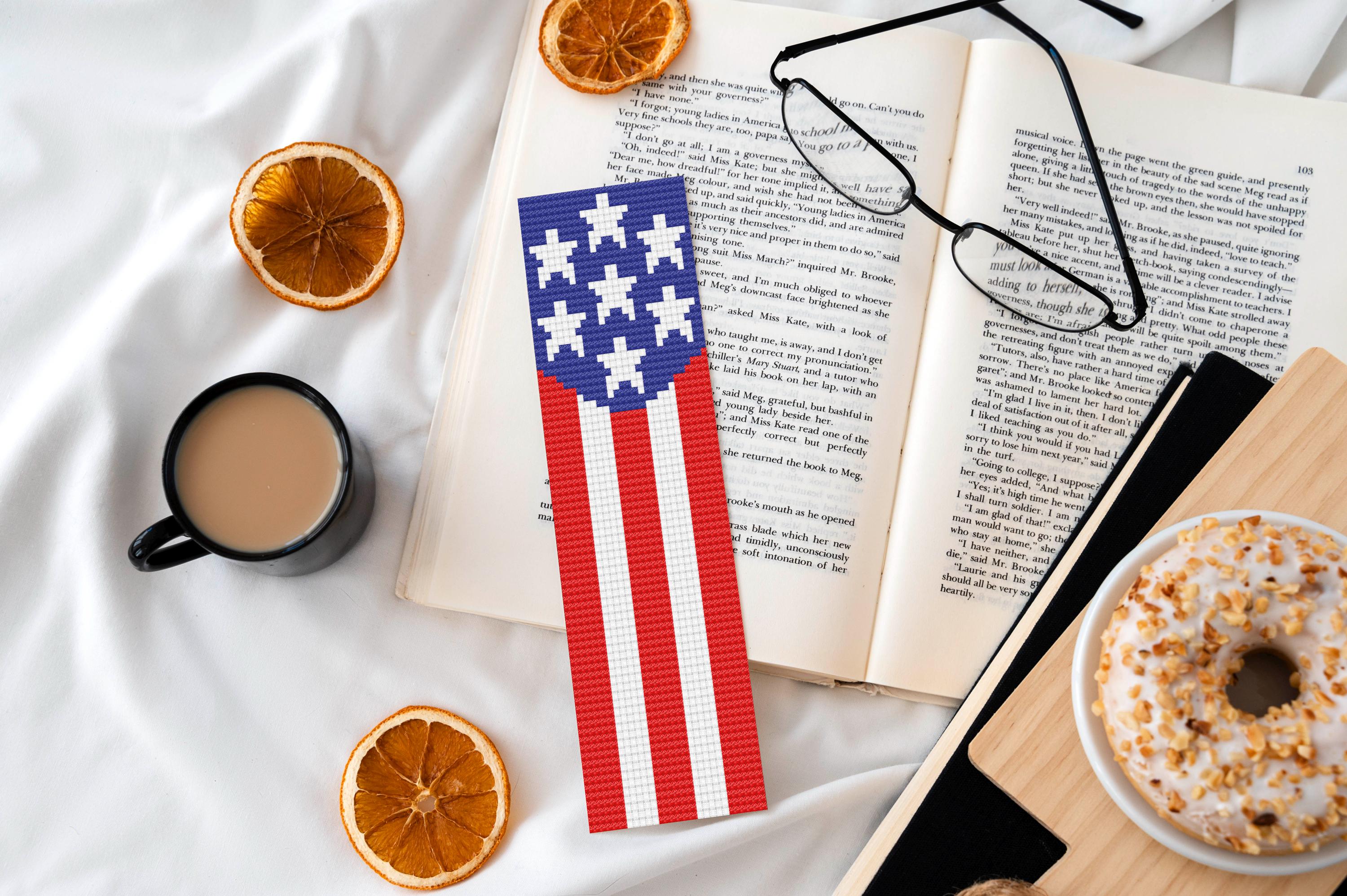 American Flag Bookmark Cross Stitch, Fourth of July Bookmark Cross ...