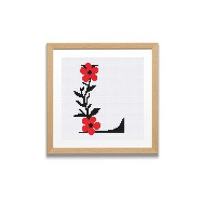 Floral Letter L Cross Stitch Pattern, Monogram L Cross Stitch, Initial ...