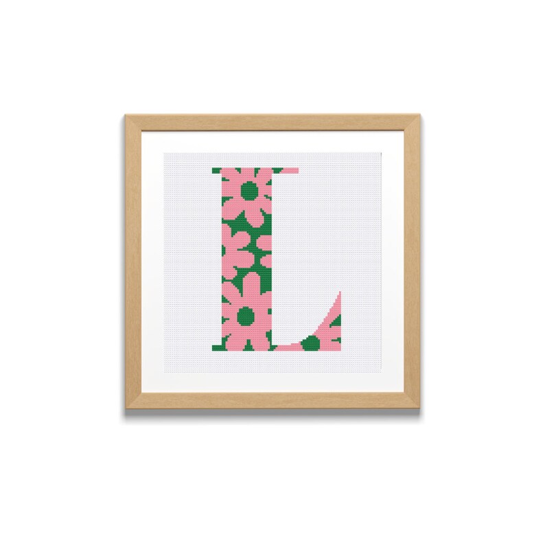 Letter L, Cross Stitch Alphabet Pattern, Floral Monogram, Counted Cross ...