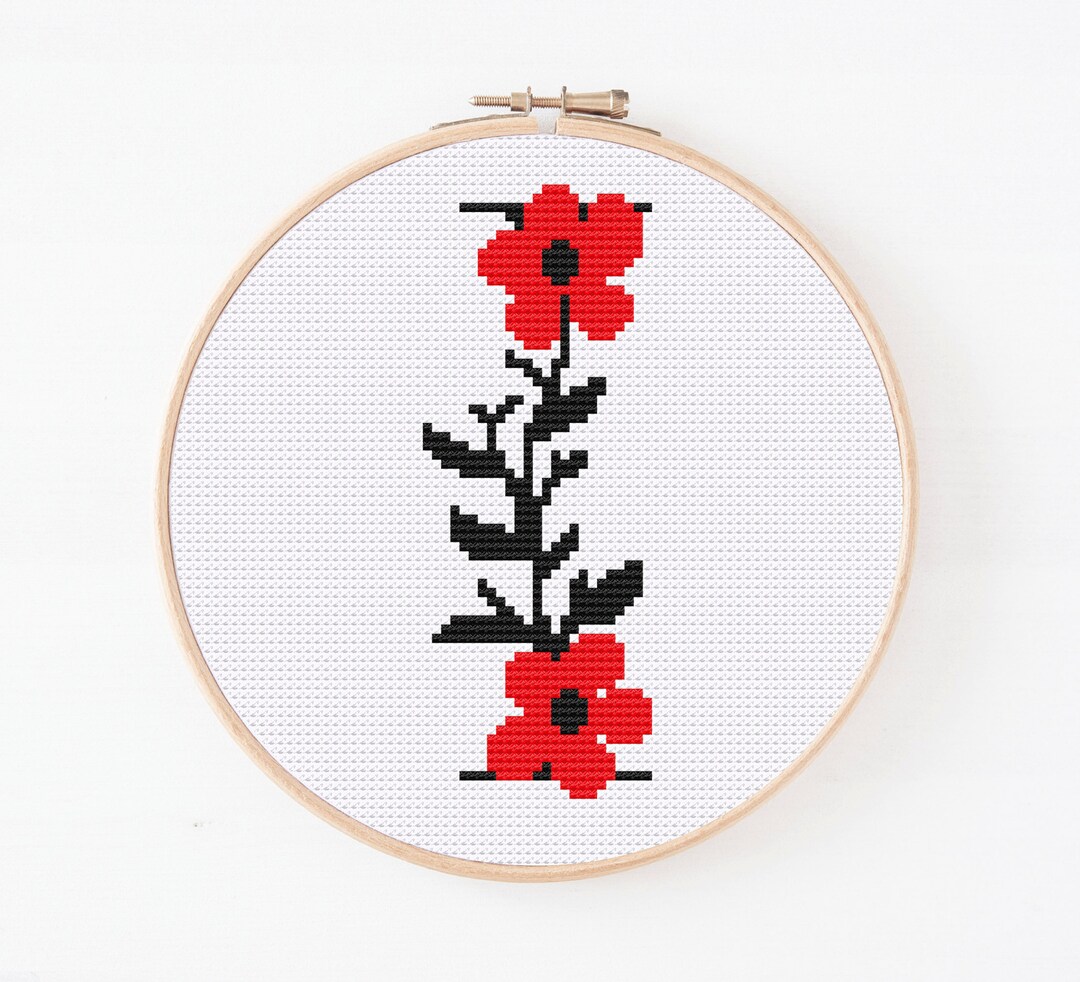 Floral Letter I Cross Stitch Pattern, Monogram I Cross Stitch, Initial ...