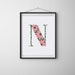 Letter N, Cross Stitch Alphabet Pattern, Floral Monogram, Counted Cross ...