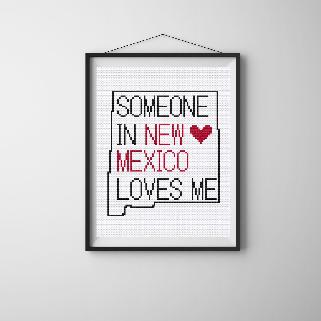 New Mexico State Map Cross Stitch Pattern, Someone in New Mexico Loves ...