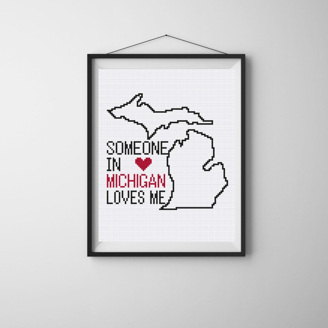 Michigan State Map Cross Stitch Pattern, Someone in Michigan Loves Me ...