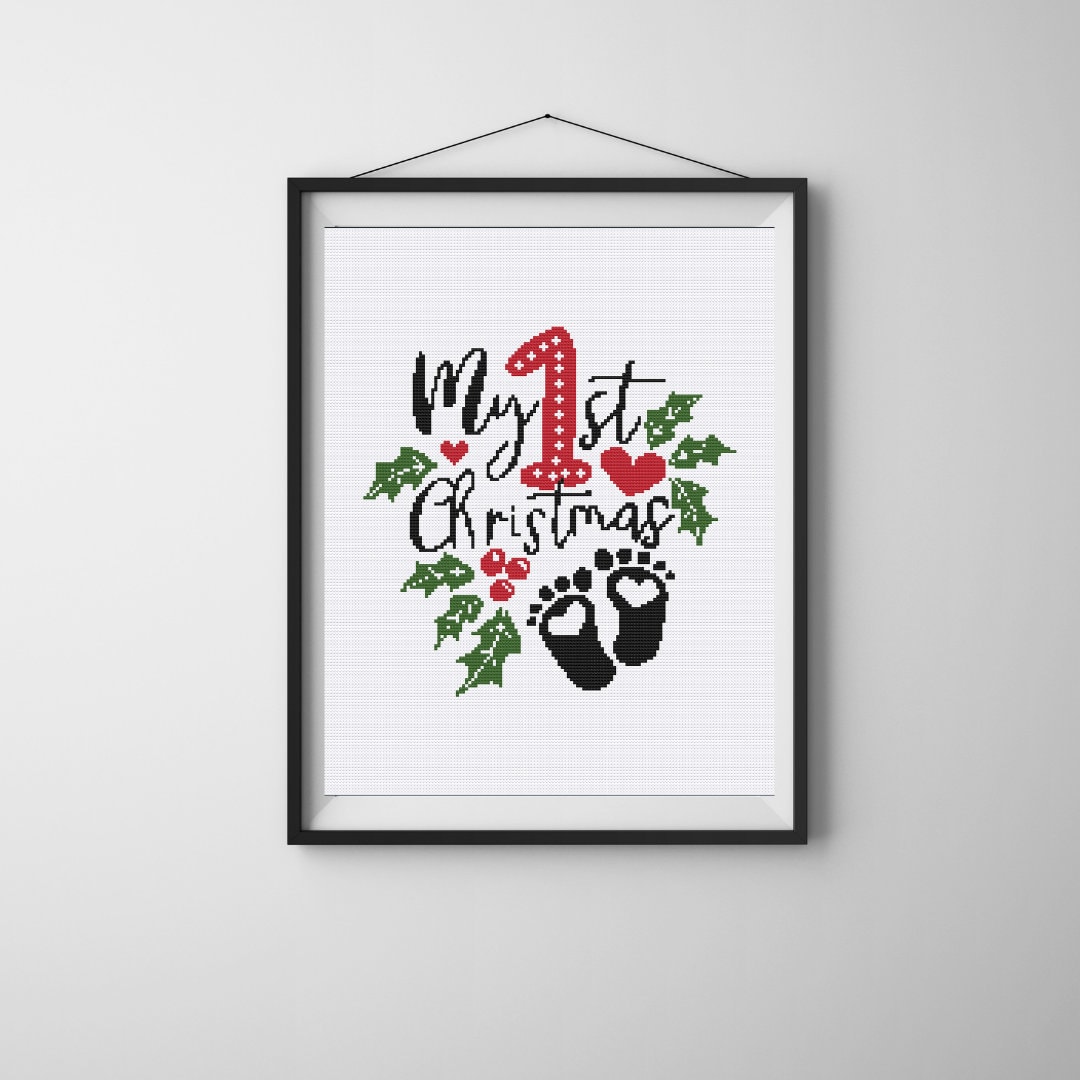 Custom My 1st Christmas Cross Stitch Pattern, My First Christmas With ...