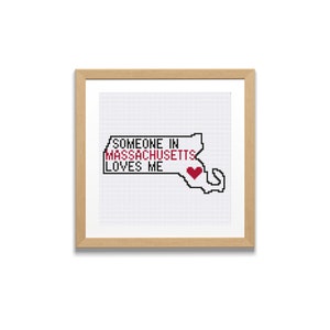 Massachusetts State Map Cross Stitch Pattern, Someone in Massachusetts ...