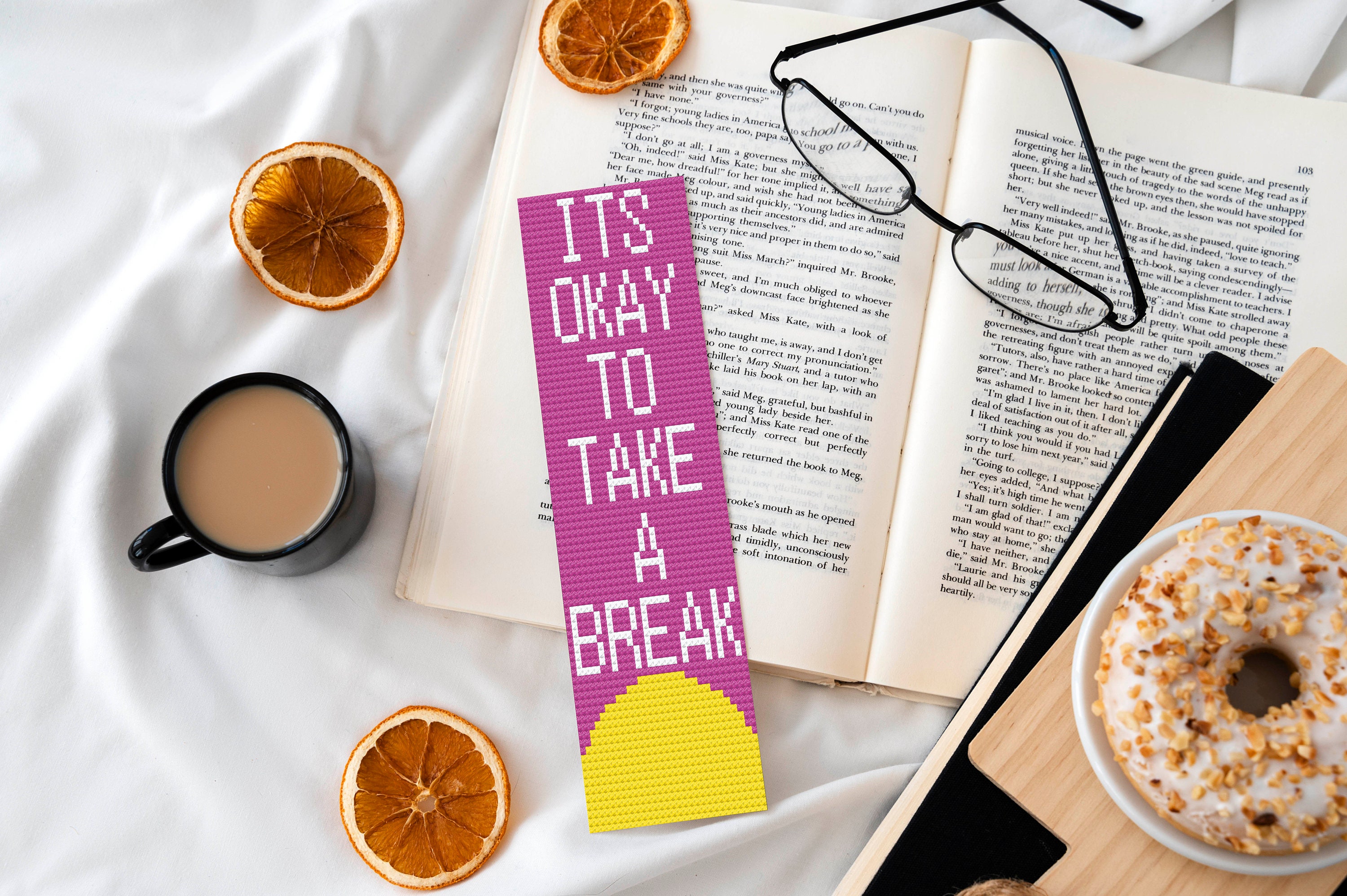 Funny Bookmark Cross Stitch Pattern, It's Okey to Take A Break Cross ...