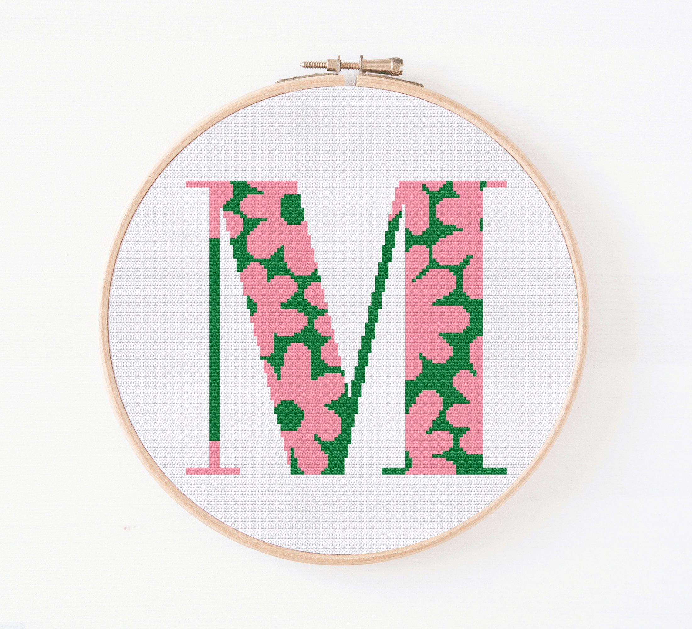 Letter M, Cross Stitch Alphabet Pattern, Floral Monogram, Counted Cross ...