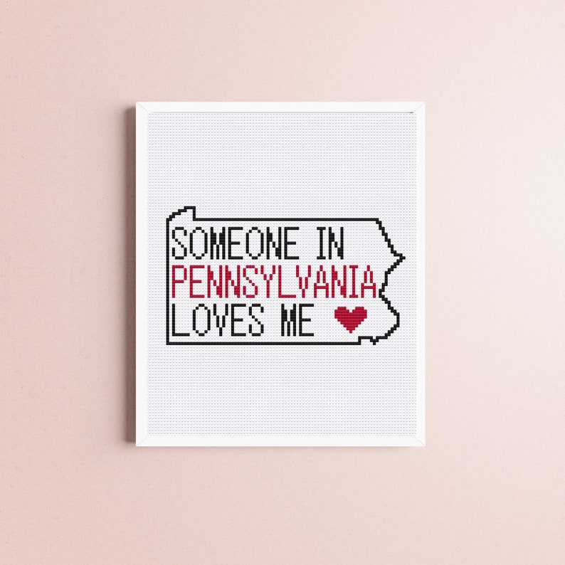 Pennsylvania State Map Cross Stitch Pattern, Someone in Pennsylvania ...