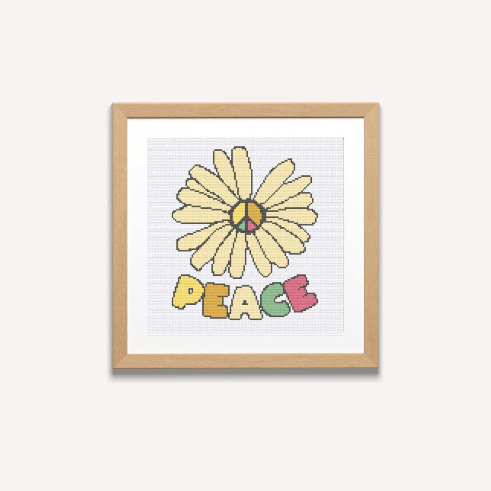 Peace Cross Stitch Pattern, Daisy Cross Stitch, Floral Peace Pattern ...