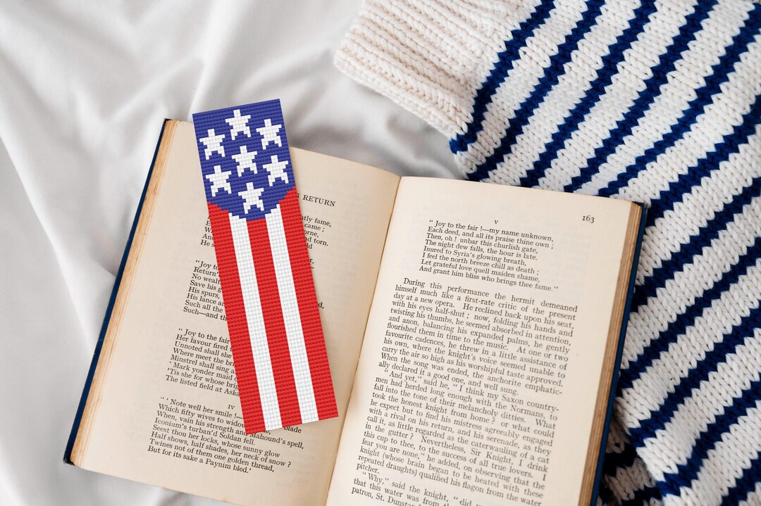 American Flag Bookmark Cross Stitch, Fourth of July Bookmark Cross ...