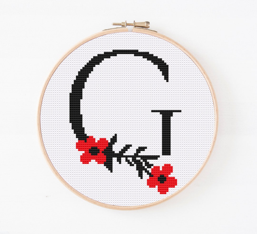 Floral Letter G Cross Stitch Pattern, Monogram G Cross Stitch, Initial ...