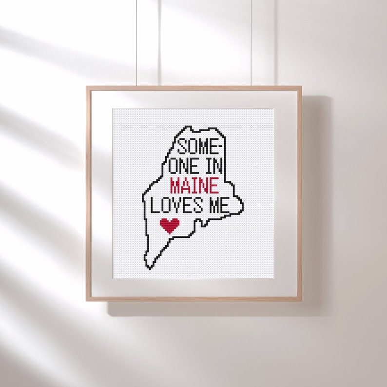 Maine State Map Cross Stitch Pattern, Someone in Maine Loves Me Pattern ...