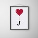 Letter J Cross Stitch Pattern, Heart Balloon J Cross Stitch, Initial ...