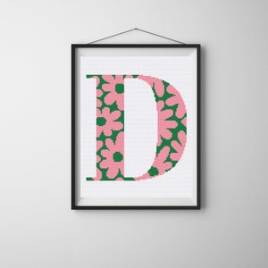 Letter D, Cross Stitch Alphabet Pattern, Floral Monogram, Counted Cross ...
