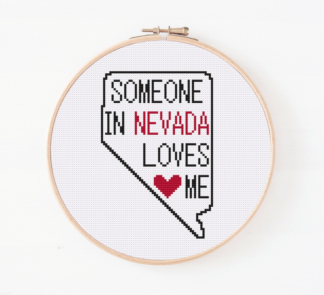 Nevada State Map Cross Stitch Pattern, Someone in Nevada Loves Me ...