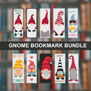 Gnome Bookmark Cross Stitch Pattern, Gnomes Bookmark Pattern, Funny ...