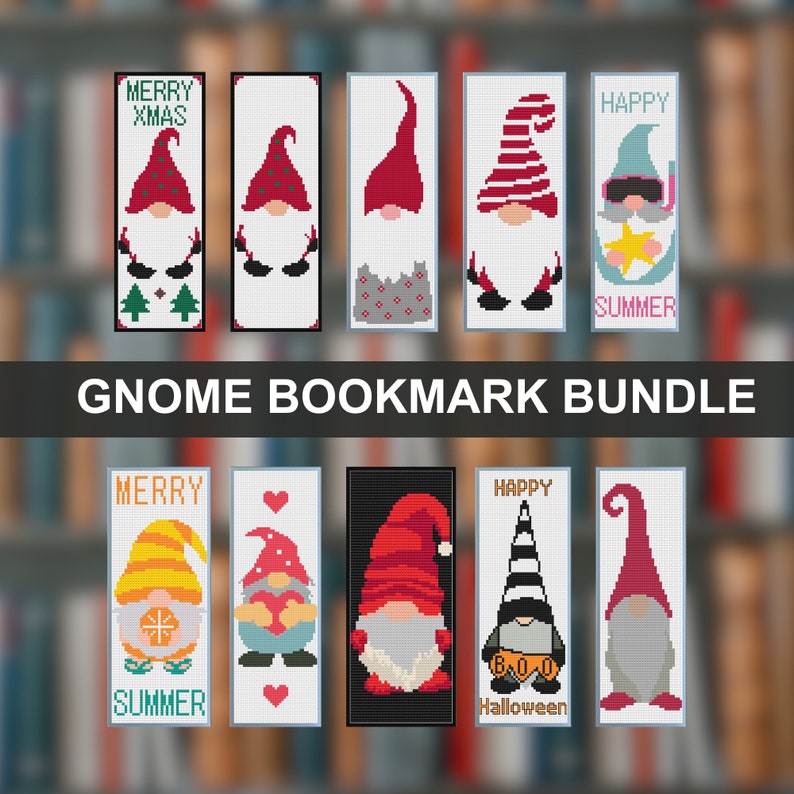 Gnome Bookmark Cross Stitch Pattern, Gnomes Bookmark Pattern, Funny ...