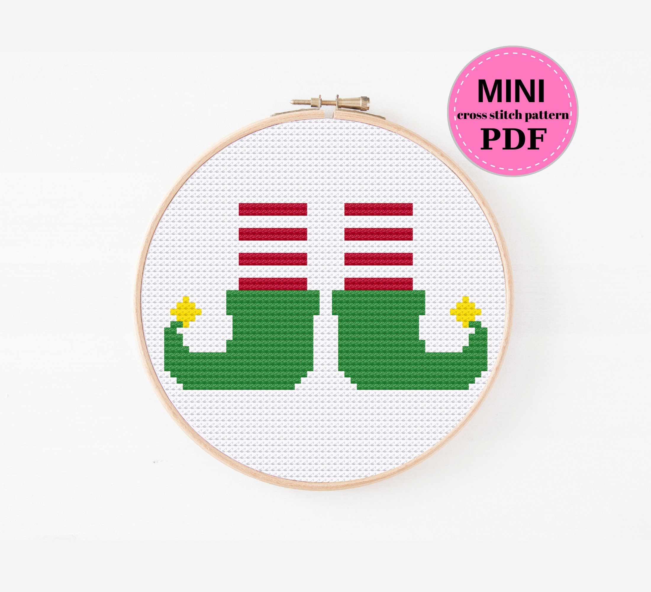 Mini Elf Shoes Cross Stitch Pattern, Counted Cross Stitch Pattern ...