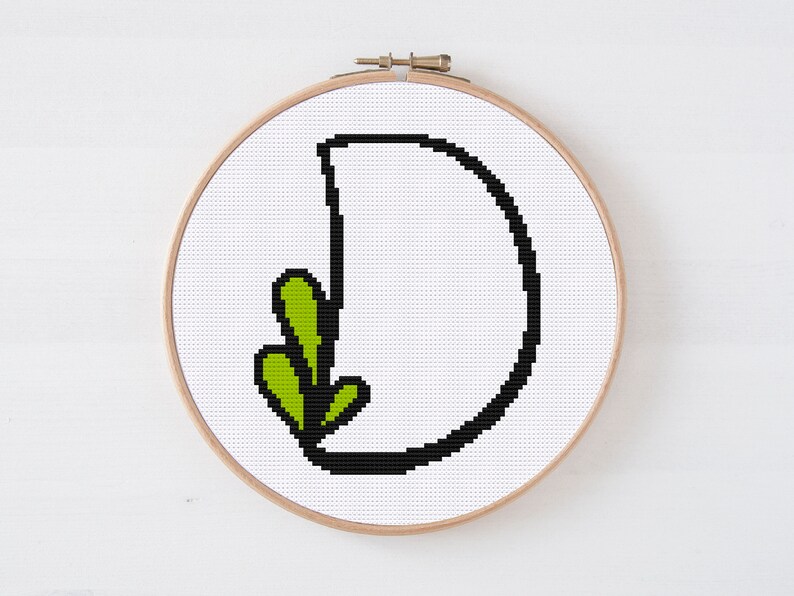 Floral Letter D, Cross Stitch D Pattern, Monogram D Cross Stitch ...
