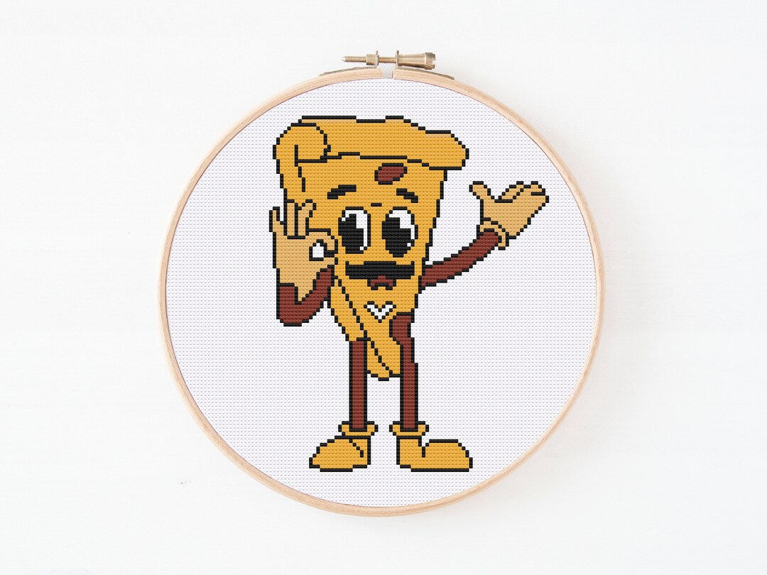 Funny Pizza Cross Stitch Pattern, Modern Cross Stitch, Food Lover Cross ...