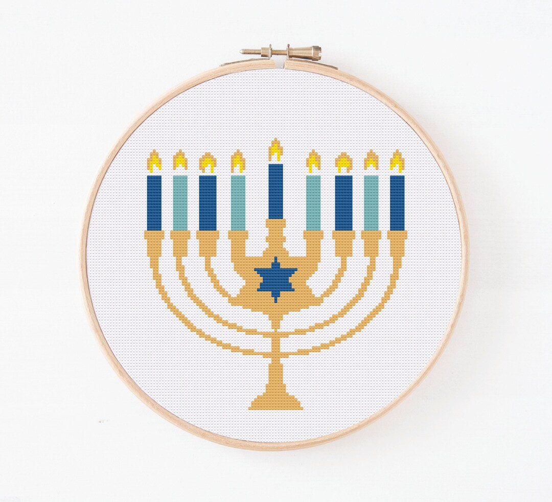 Hanukkah Cross Stitch Pattern, Jewish Holiday Cross Stitch, David Star ...