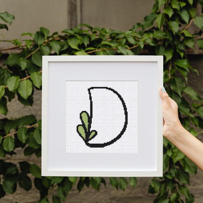 Floral Letter D, Cross Stitch D Pattern, Monogram D Cross Stitch ...