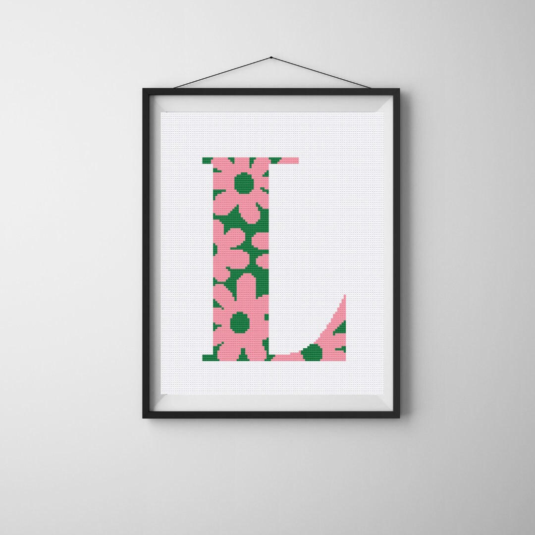Letter L, Cross Stitch Alphabet Pattern, Floral Monogram, Counted Cross ...