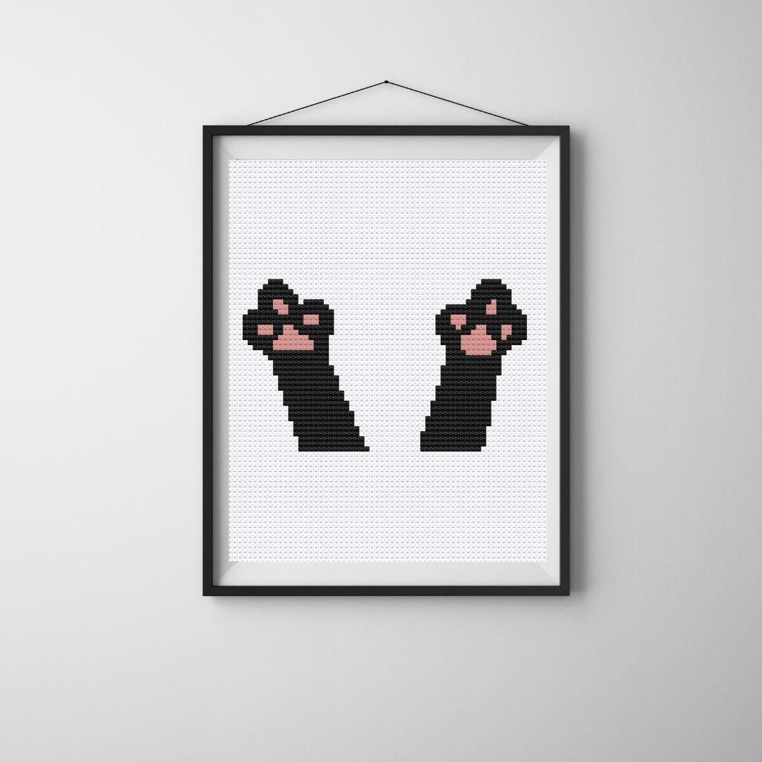 Cat Paw Cross Stitch Pattern, Cute Paw Pattern, Mini Cat Paw Embroidery ...