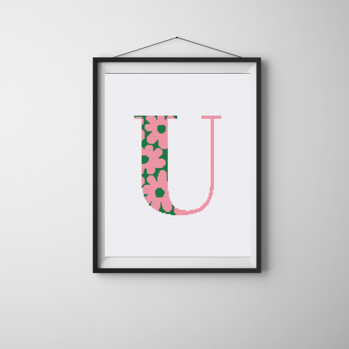 Letter U, Cross Stitch Alphabet Pattern, Floral Monogram, Counted Cross ...